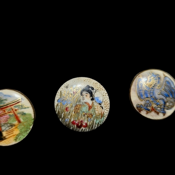 Other | Vintage Asian Art Handpainted Buttons | Poshmark